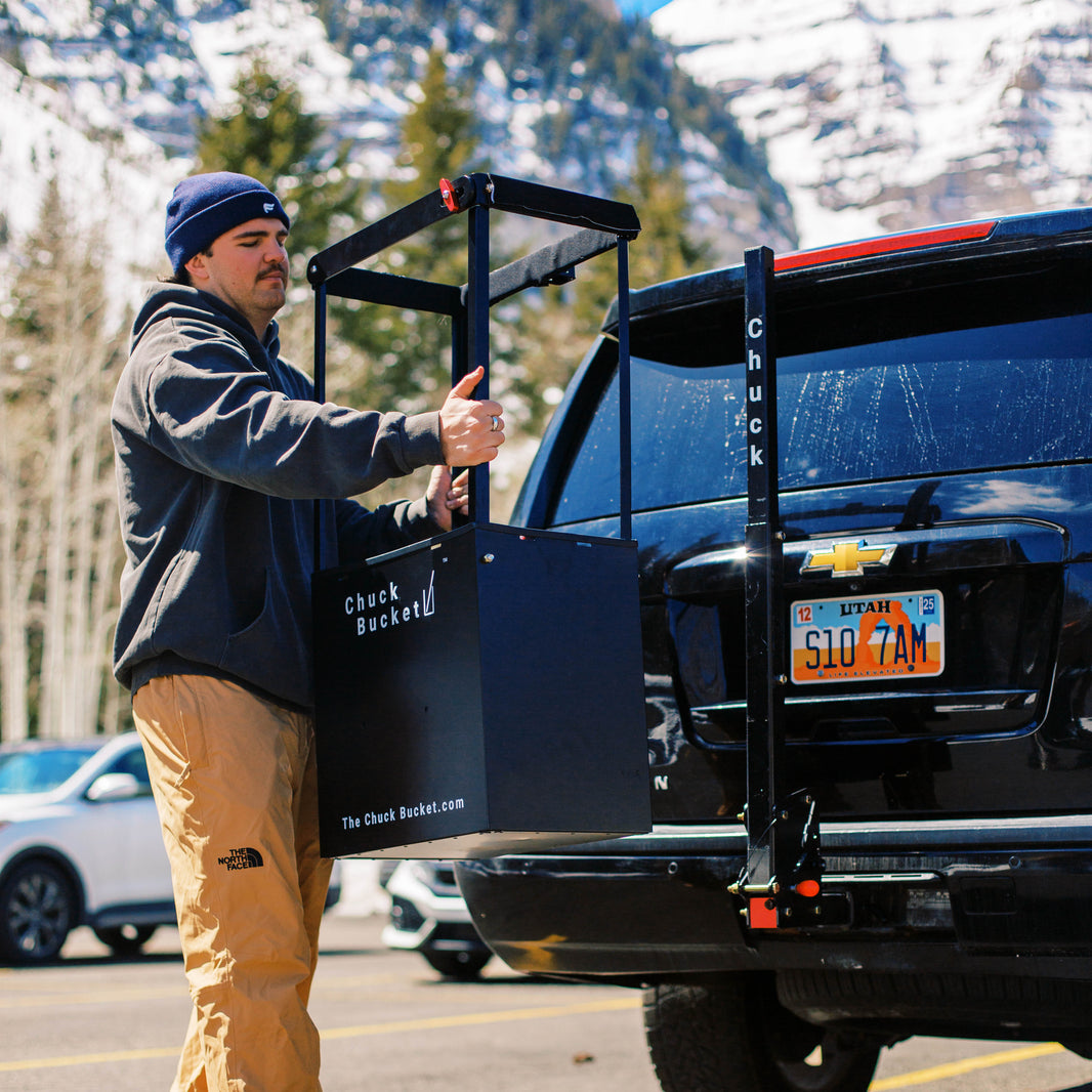 Chuck Bucket® | Hitch-Mounted Ski Rack for Adventure Travel