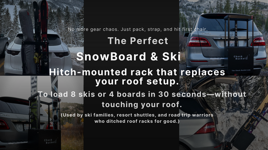 Chuck Bucket® | Hitch-Mounted Ski Rack for Adventure Travel